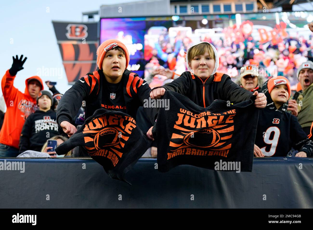 Fans attend the Super Bowl LVI Opening Night Fan Rally Monday, Feb. 7 ...