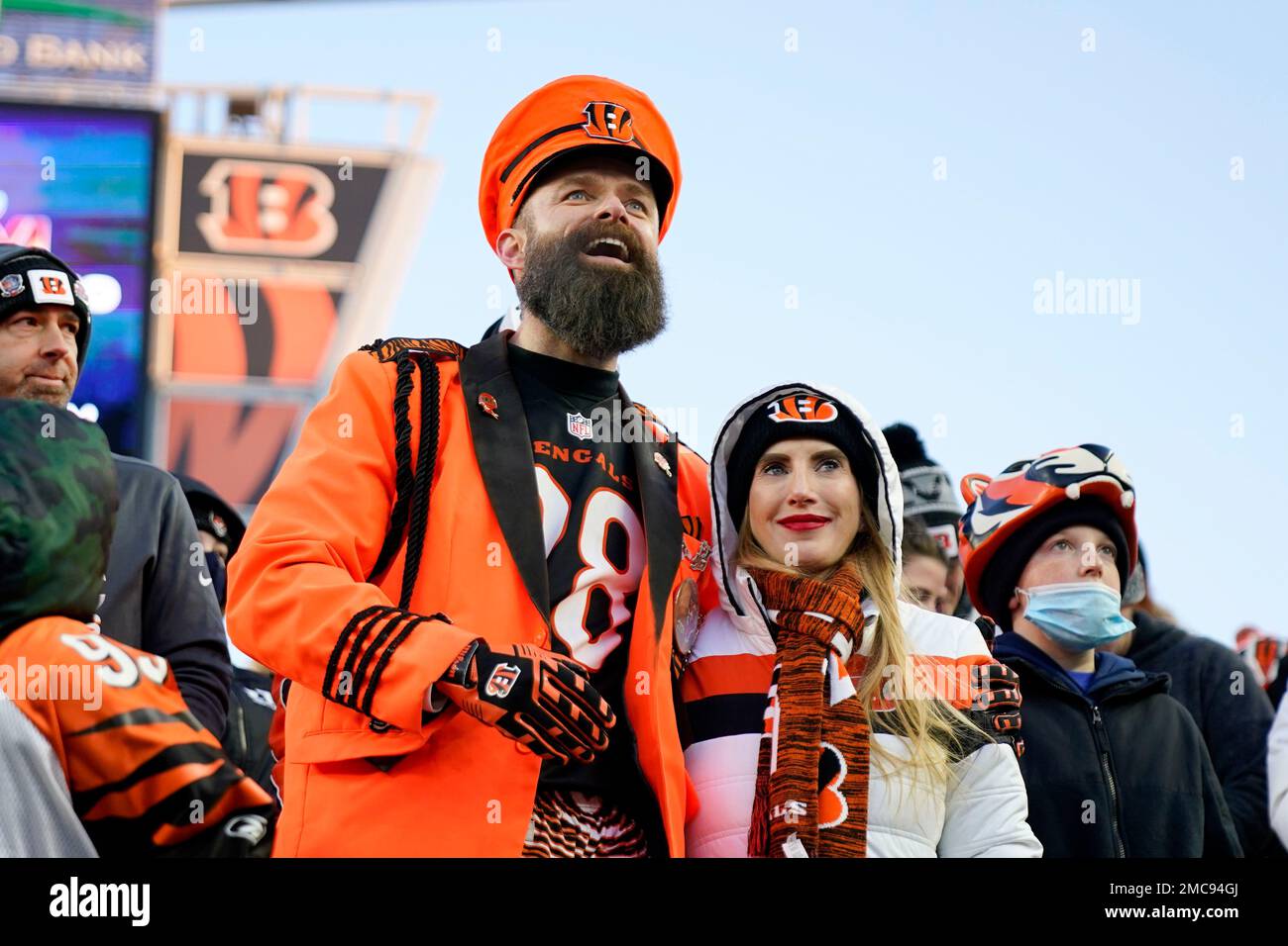 Fans attend the Super Bowl LVI Opening Night Fan Rally Monday, Feb. 7 ...