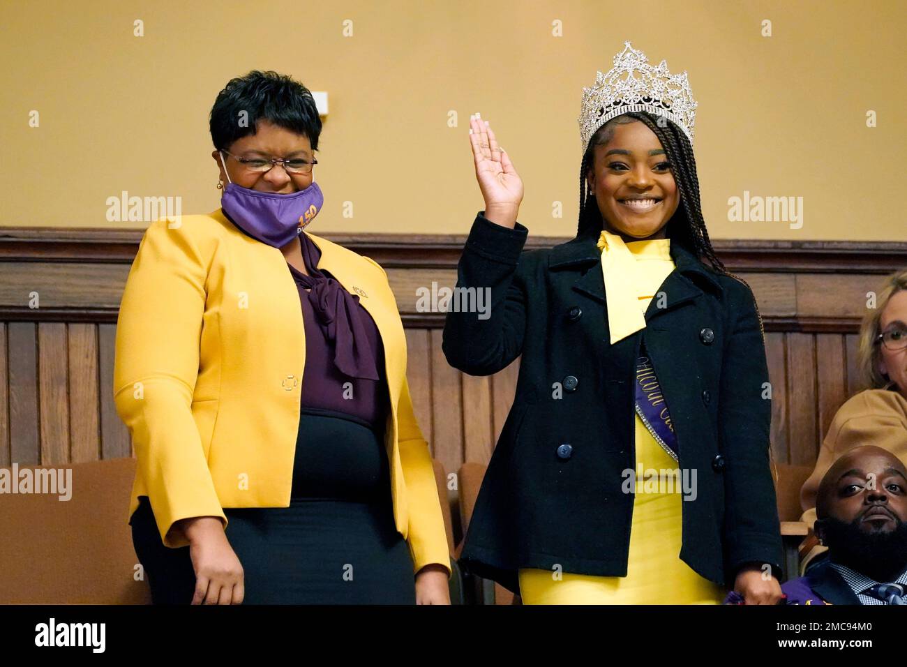 Alcorn State University President Felecia Nave, left, smiles as Miss ...