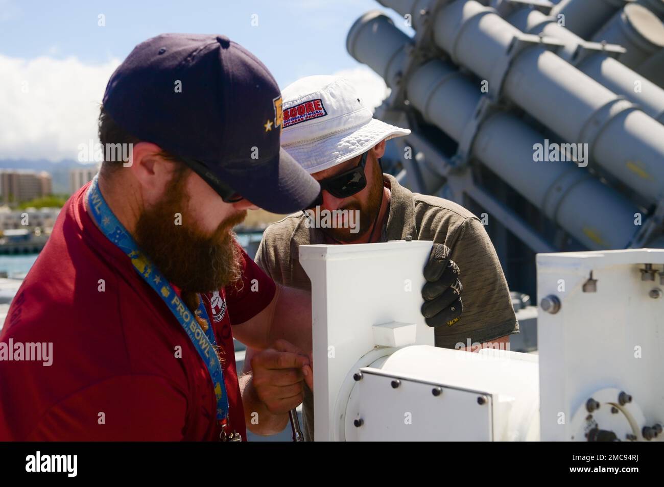 Jered Herndon, left, and Joseph Higelin, both telemetry technicians in ...