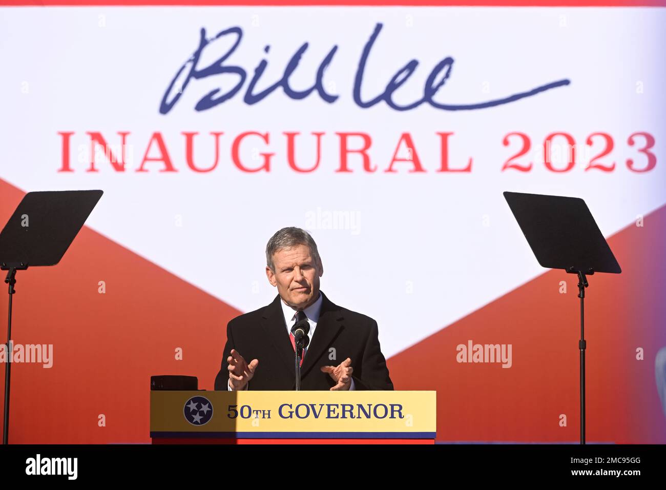 Tennessee Gov. Bill Lee delivers his inaugural address in the ...