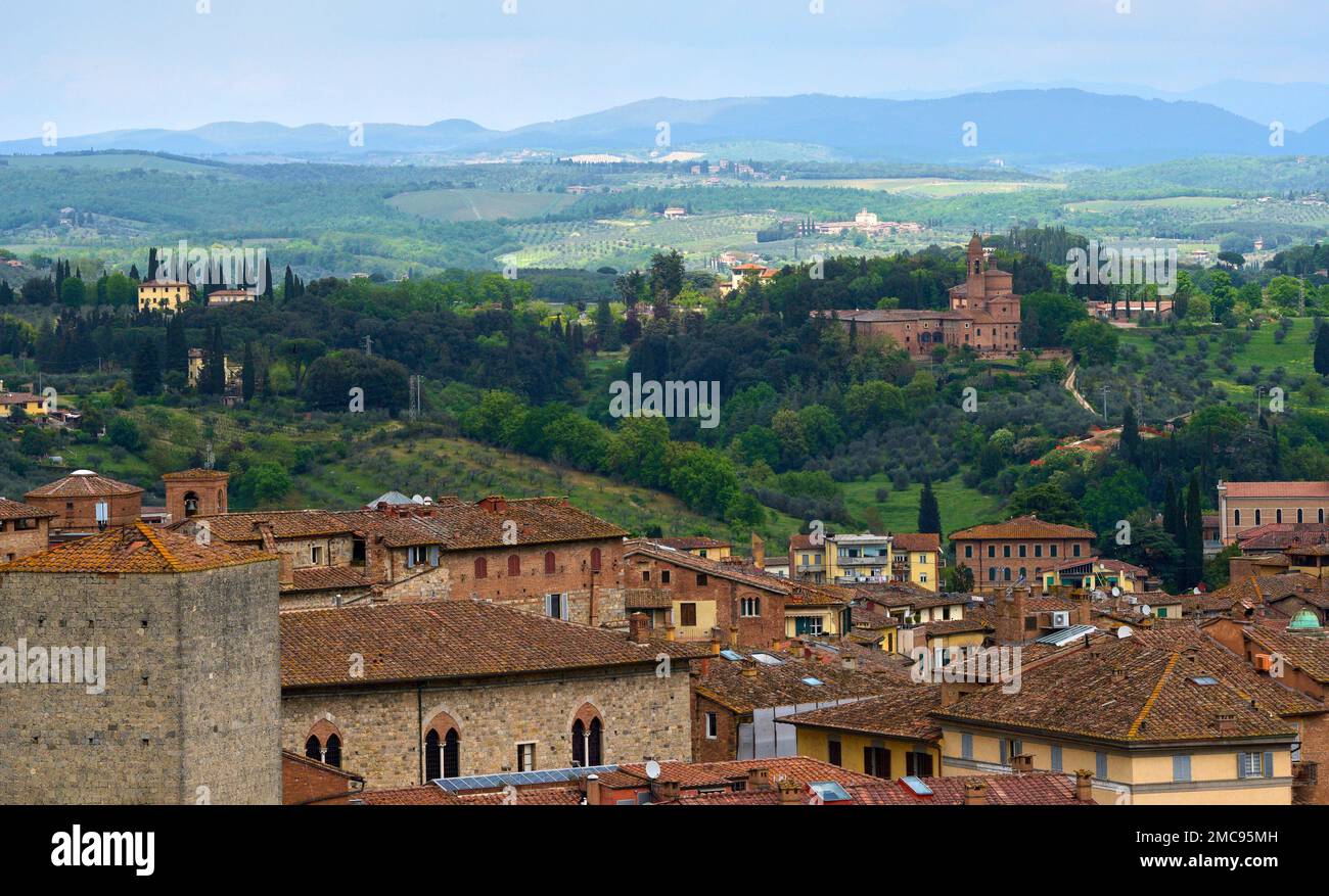 Aerial view n the old town of Siena Stock Photo - Alamy