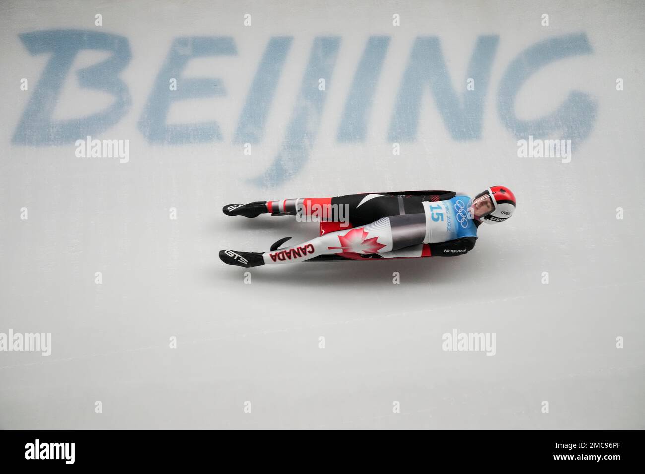 Trinity Ellis, of Canada, slides during the luge women's singles last ...