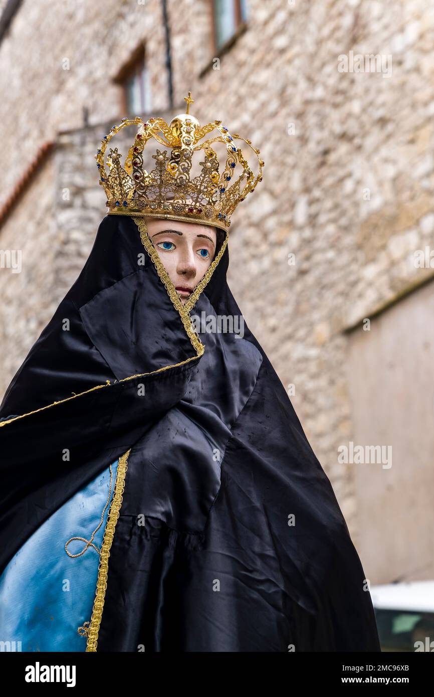 The statue of the Virgin Mary is carried through the streets during the ...