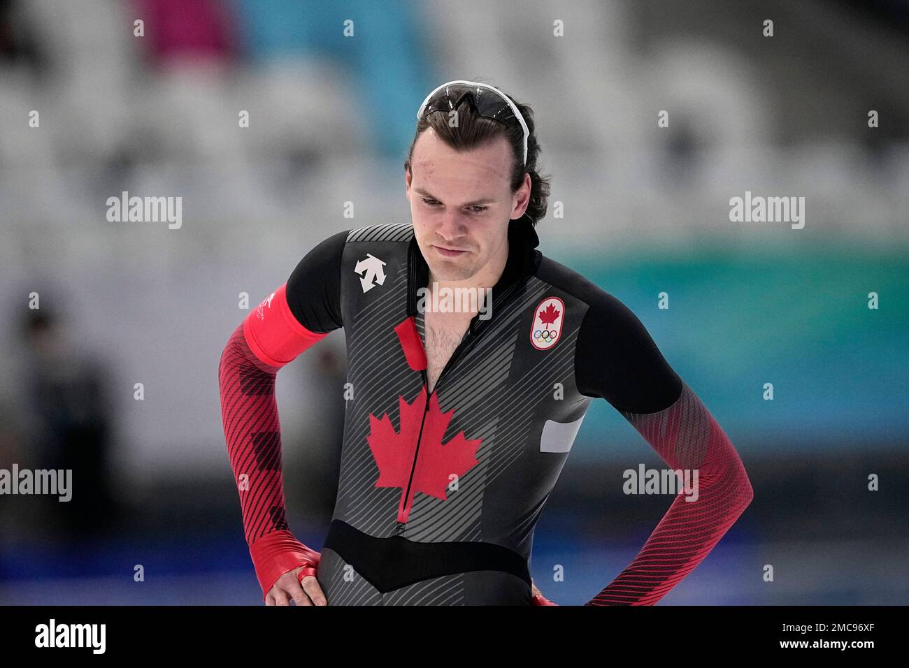 Tyson Langelaar of Canada reacts after his heat in the men's ...