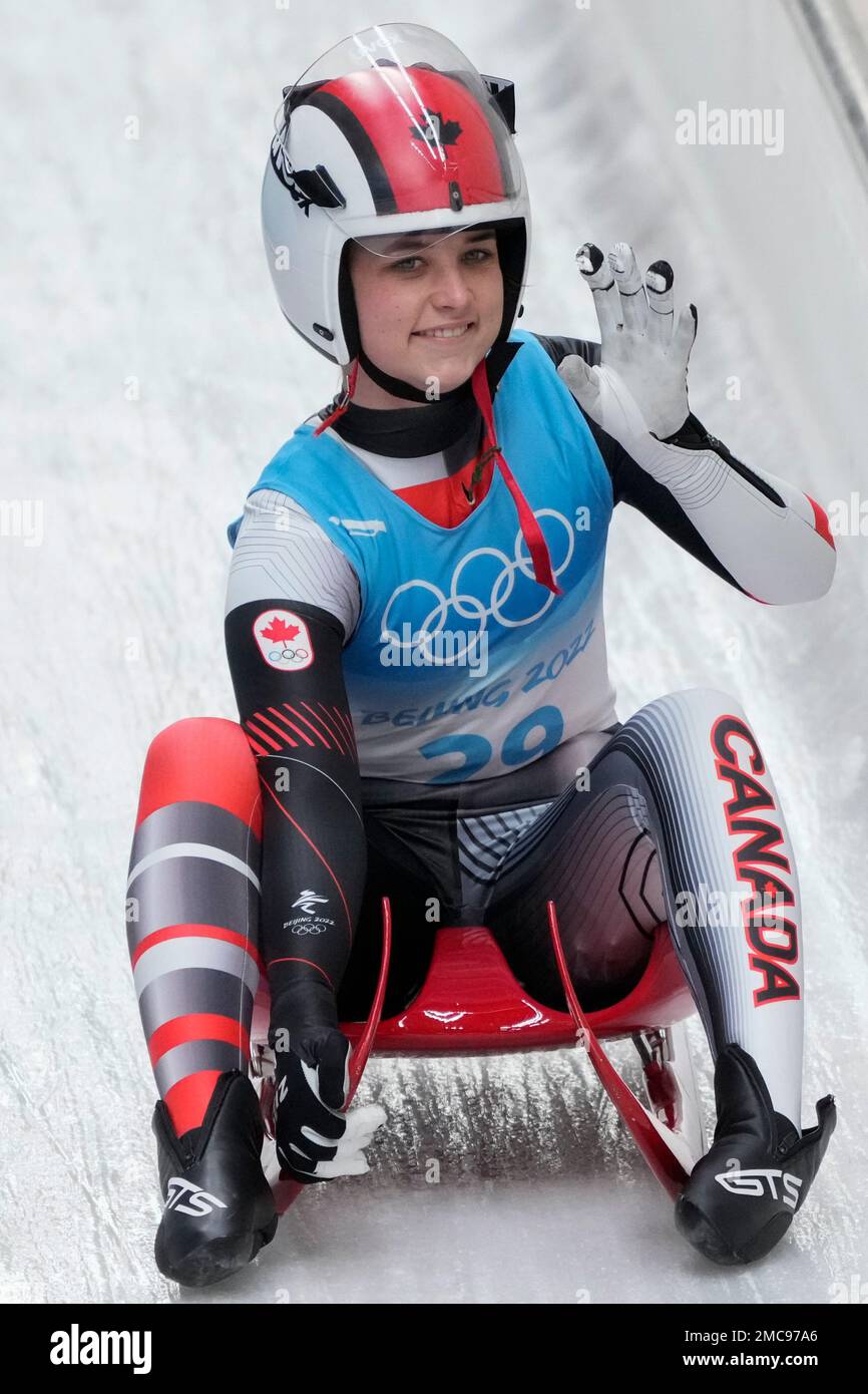 Natalie Corless, of Canada, finishes the luge women's singles run 3 at ...