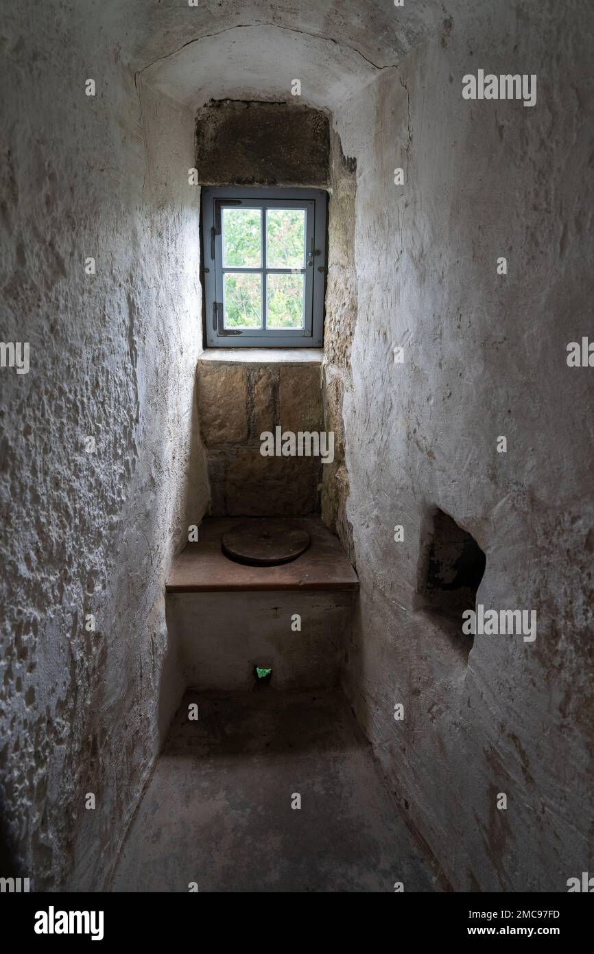 Medieval toilet in one of the towers of Burg Stolpen (Castle Stolpen ...