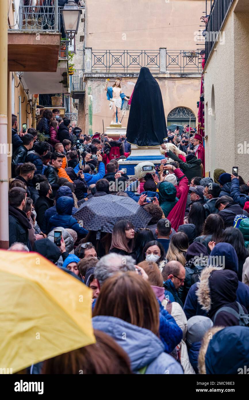 The statue of the Virgin Mary is carried through the streets during the ...