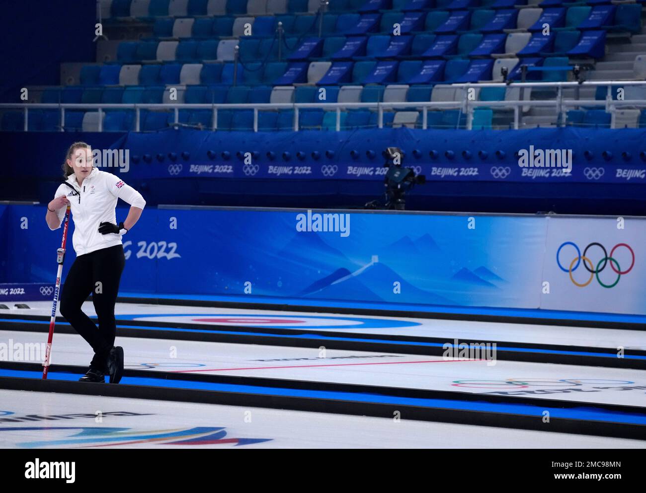 Britain's Jennifer Dodds, competes, during the mixed doubles bronze ...