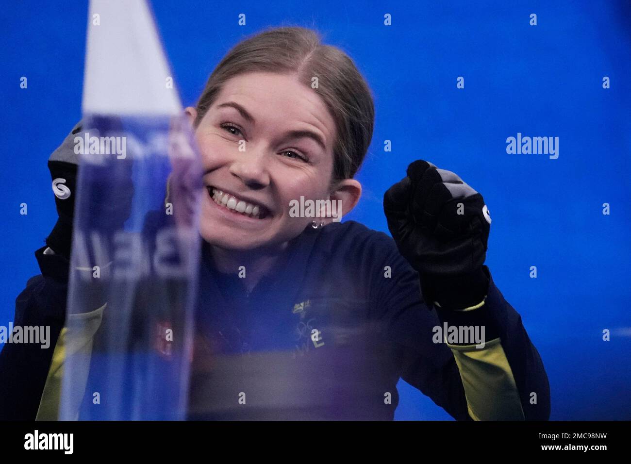 Sweden's Almida De Val, celebrates after winning the mixed doubles ...