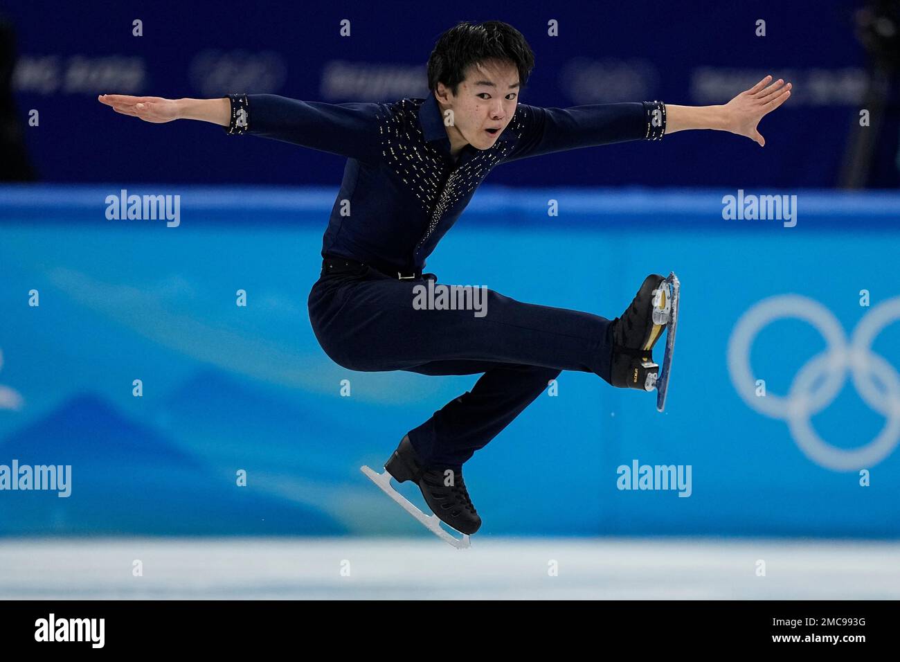 Yuma Kagiyama, of Japan, competes during the men's short program figure ...