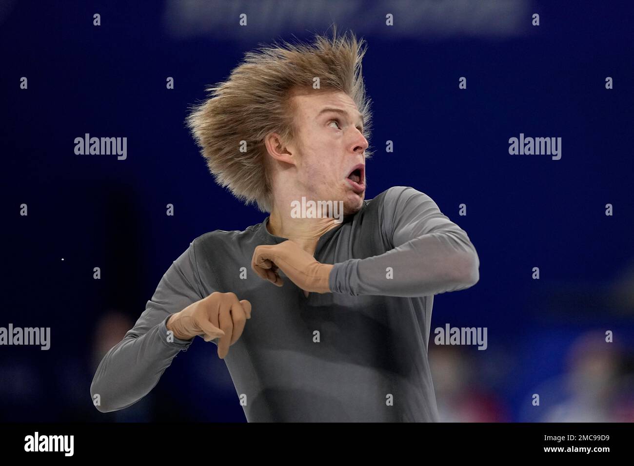 Daniel Grassl, of Italy, competes during the men's short program figure ...