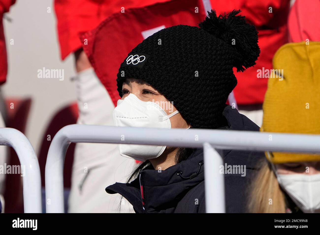 China's Peng Shuai watches the women's freestyle skiing big air finals ...