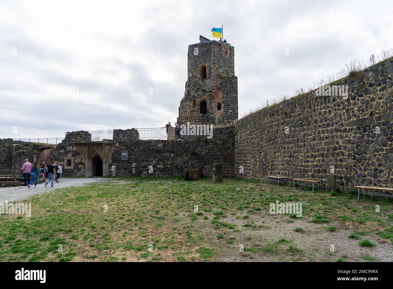 BURG STOLPEN, GERMANY - AUGUST 28, 2022: Medieval fortress on a basalt ...