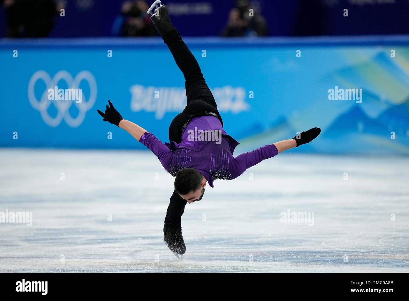 Kevin Aymoz, of France, competes during the men's short program figure ...
