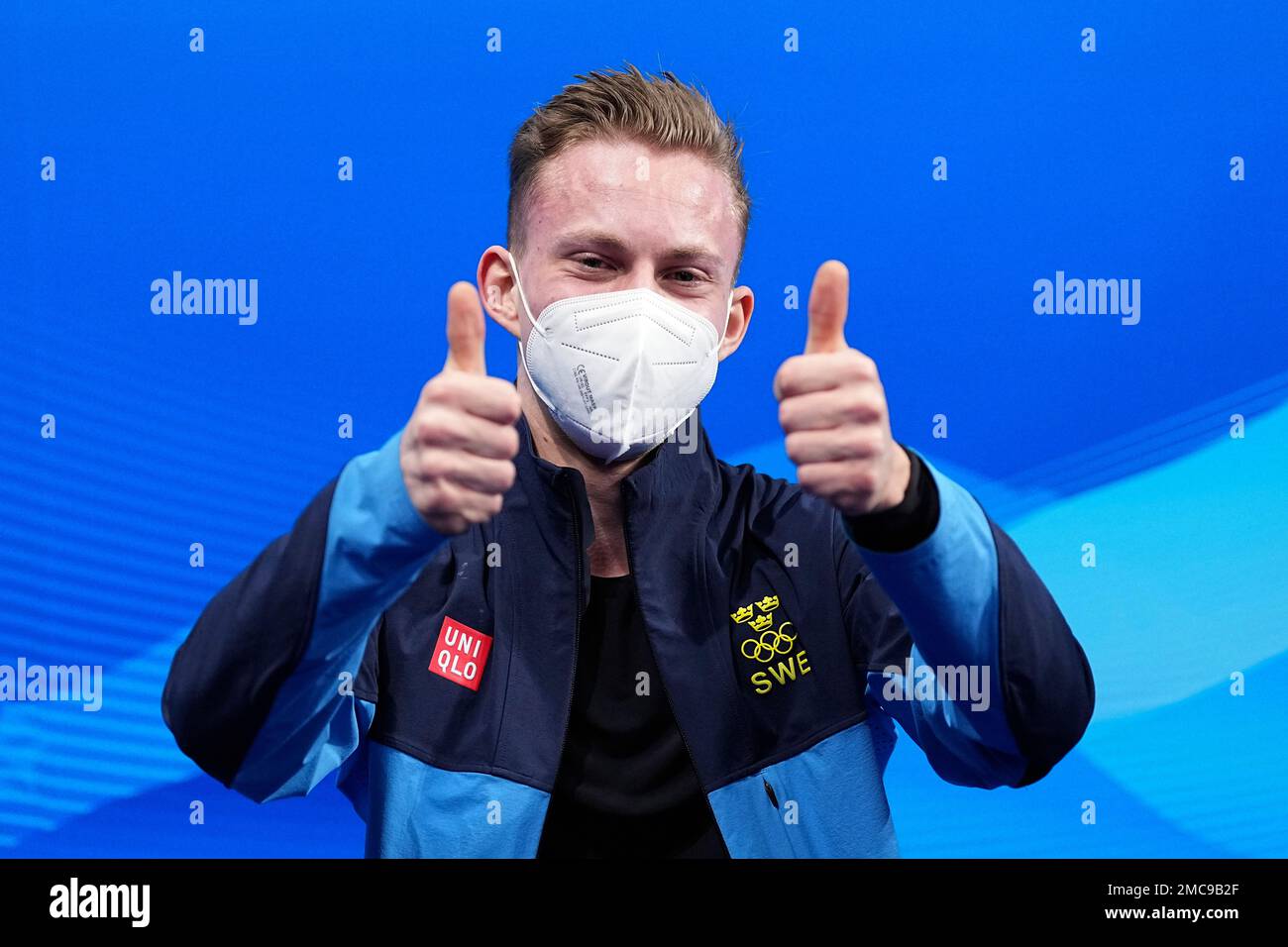 Nikolaj Majorov, of Sweden, reacts after the men's short program figure ...
