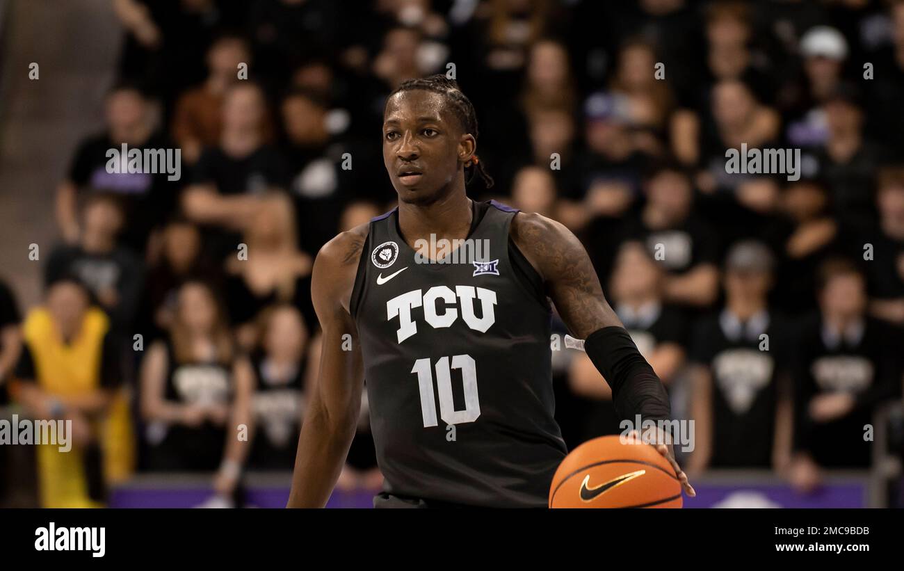 TCU guard Damion Baugh (10) brings the ball up the floor in the second ...