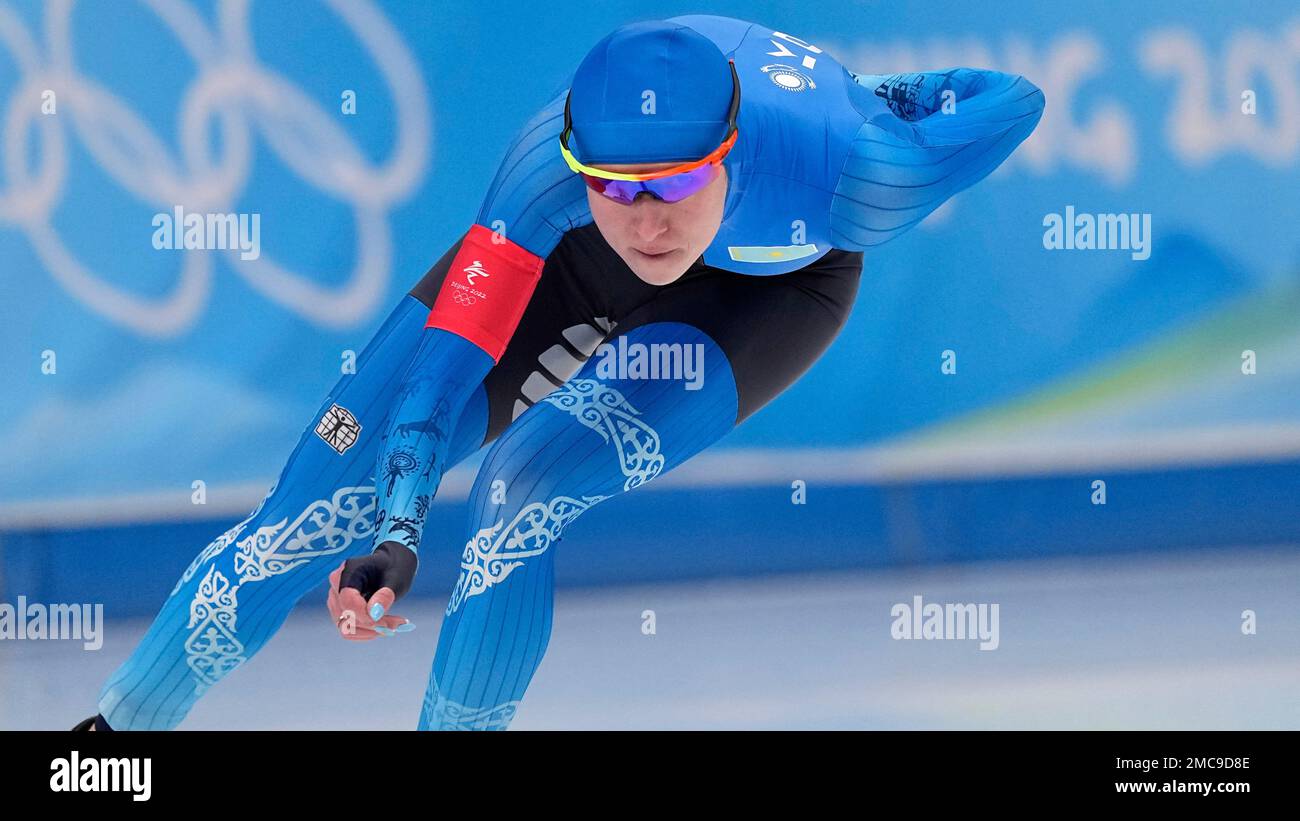 Yekaterina Aidova of Kazakhstan competes in the women's speedskating ...