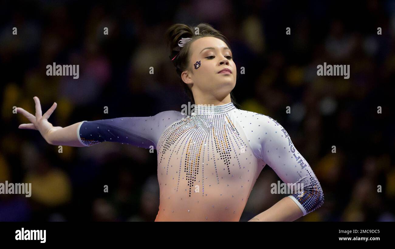 Auburn gymnast Gabby McLaughlin performs on the balance beam during an ...