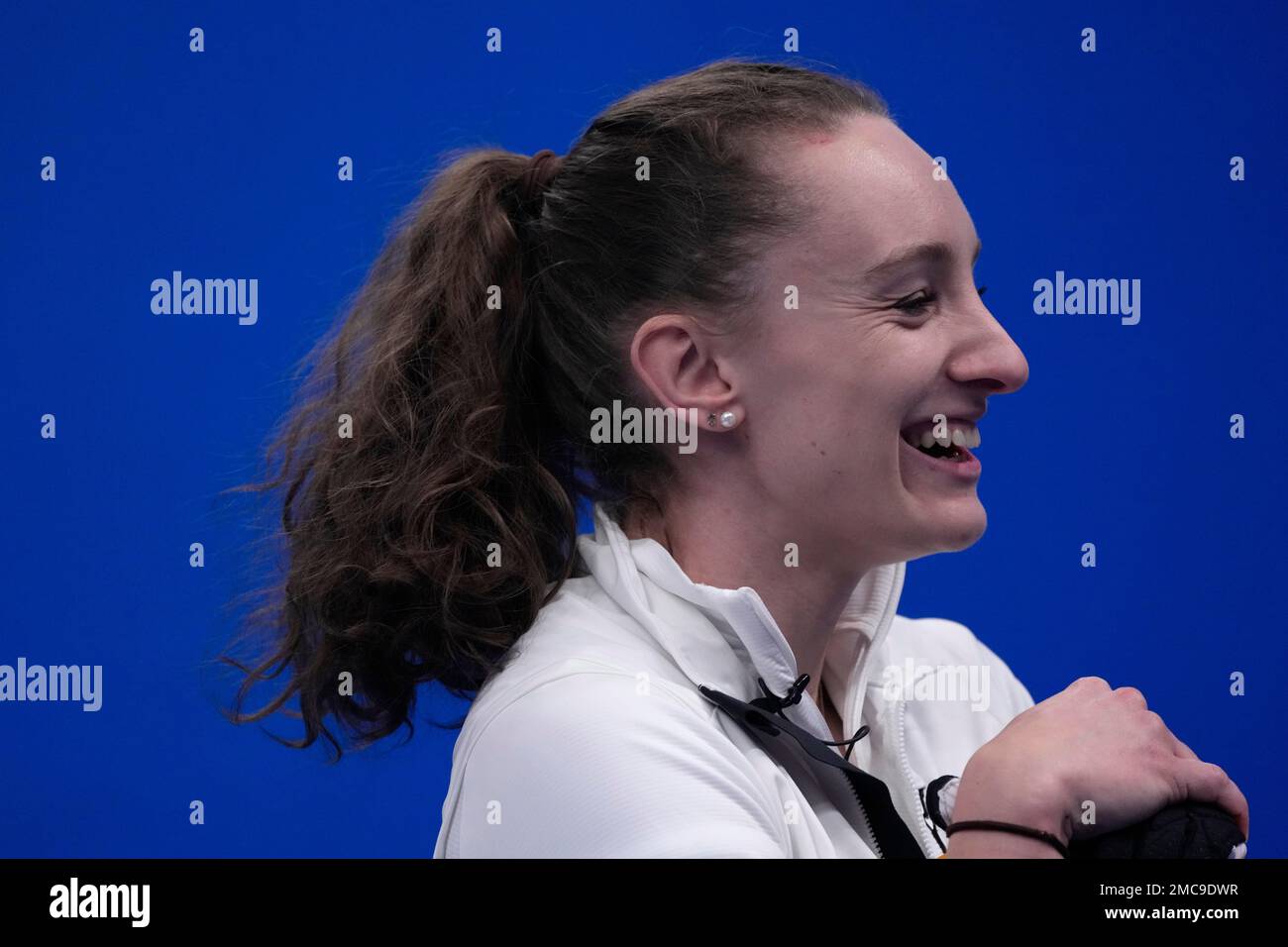 Britain's Jennifer Dodds, smiles as she takes a break, during the mixed ...