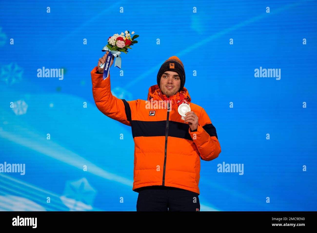 Silver medalist Patrick Roest of the Netherlands celebrates on the ...