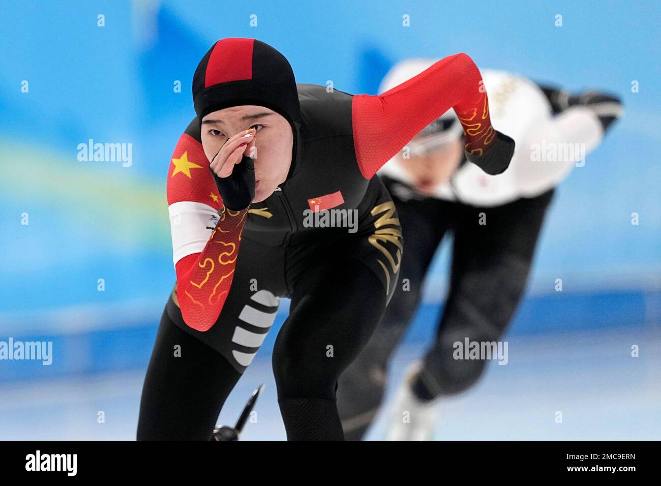 Mei Han of China competes against Nana Takagi of Japan in the women's ...