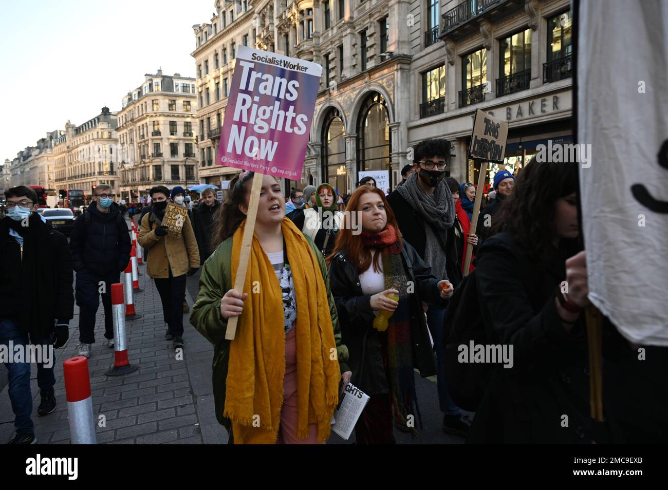 Regent street, London, UK, 21 January 2023: Trans right march through ...