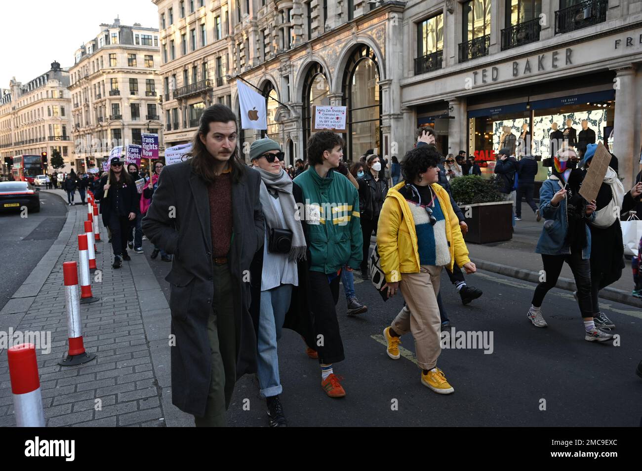 Regent street, London, UK, 21 January 2023: Trans right march through ...