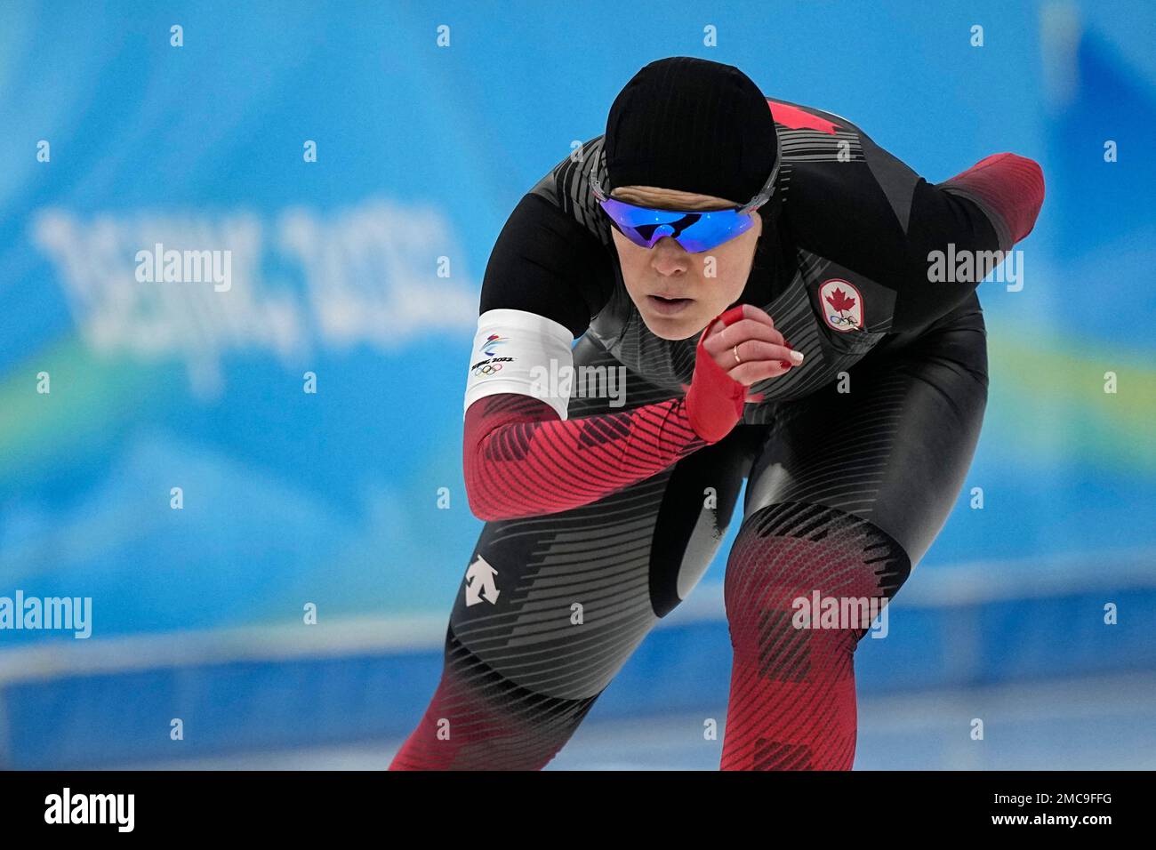 Maddison Pearman of Canada competes in the women's speedskating 1,500 ...