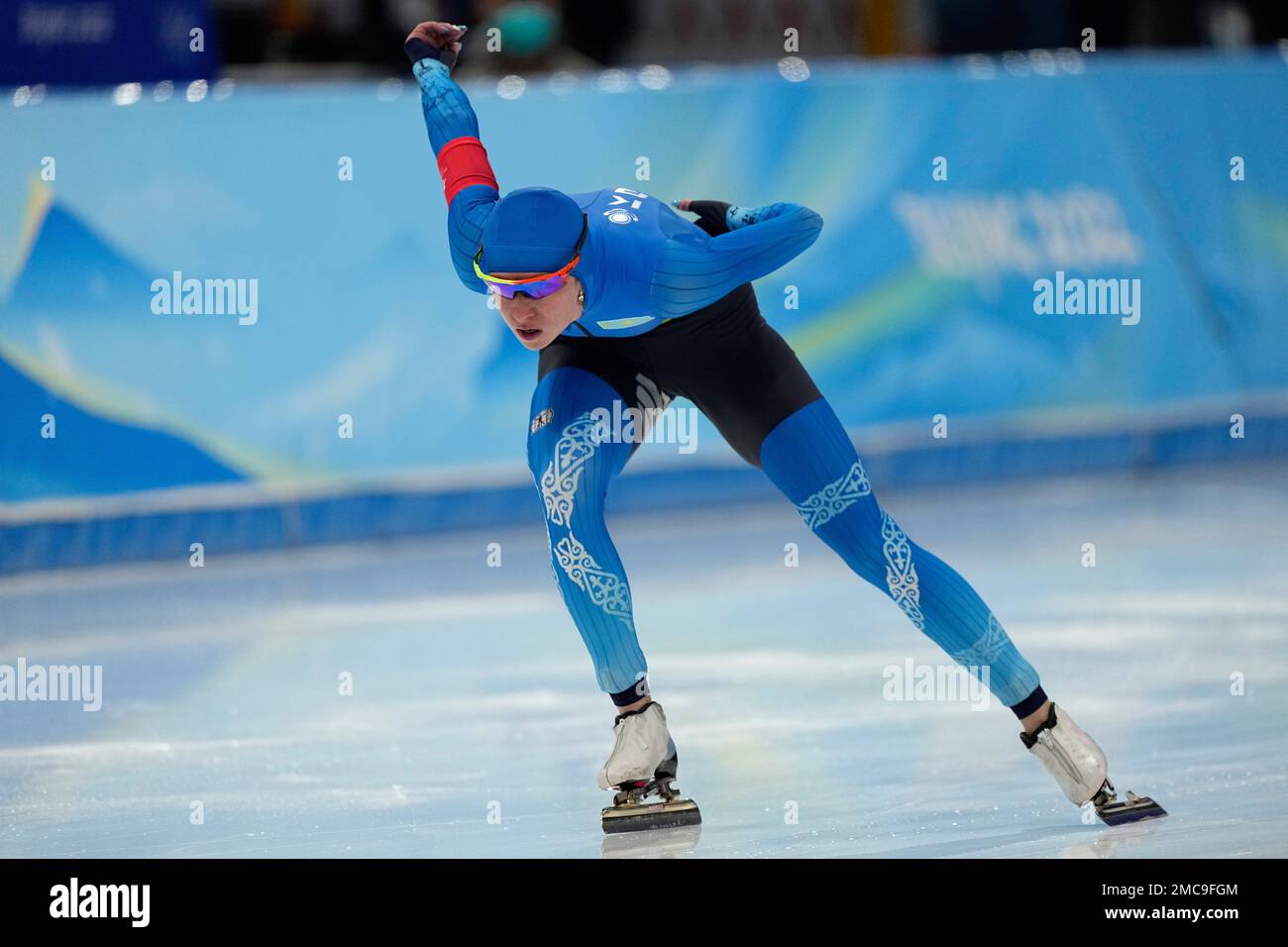 Yekaterina Aidova of Kazakhstan competes in the women's speedskating ...
