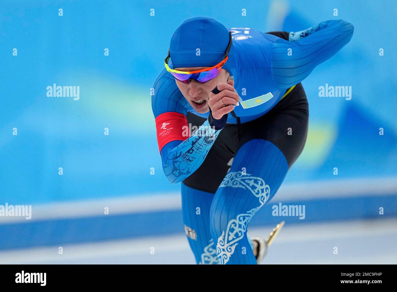 Yekaterina Aidova of Kazakhstan competes in the women's speedskating ...