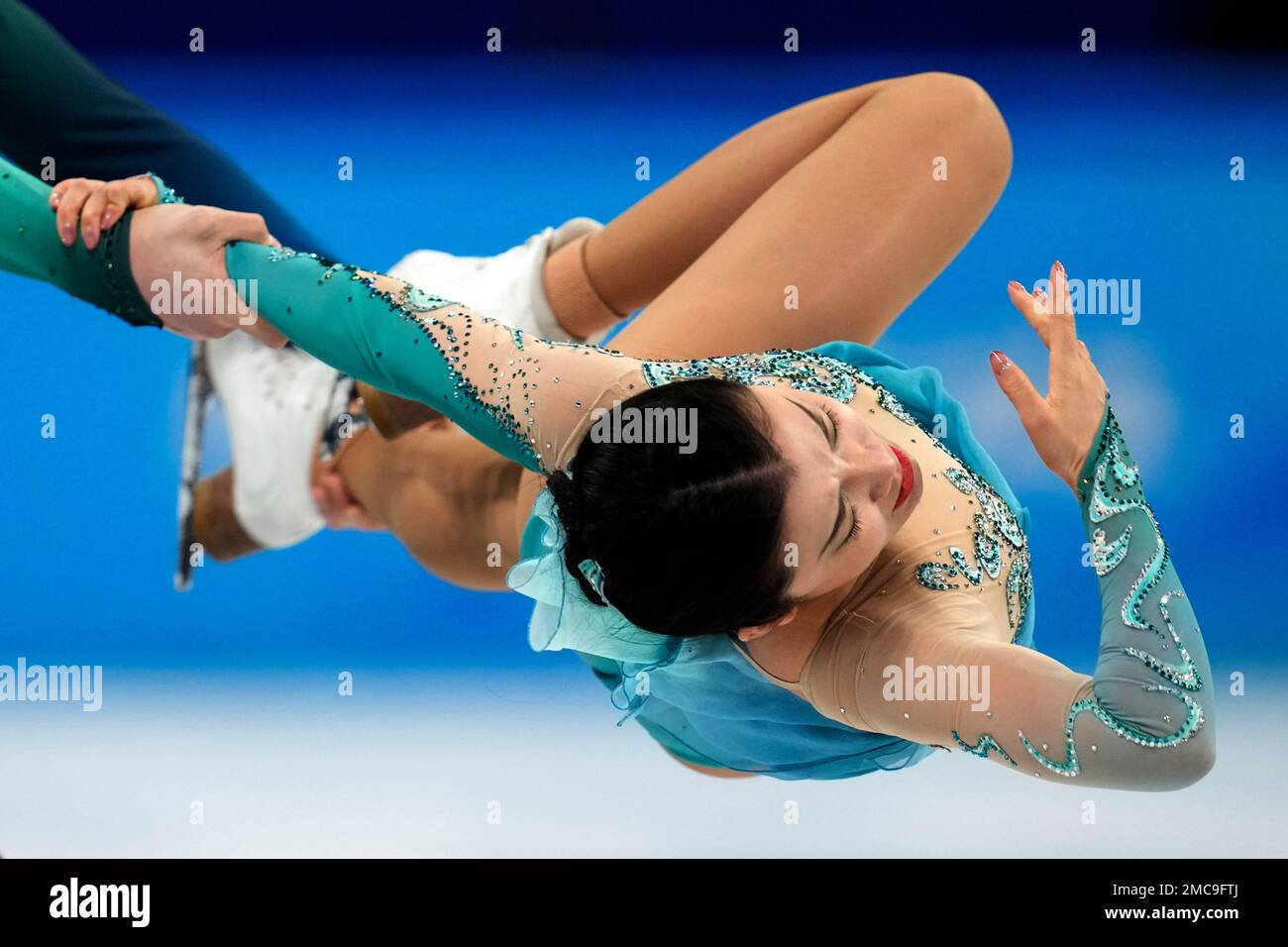 Wang Shiyue and Liu Xinyu, of China, compete in the team ice dance ...