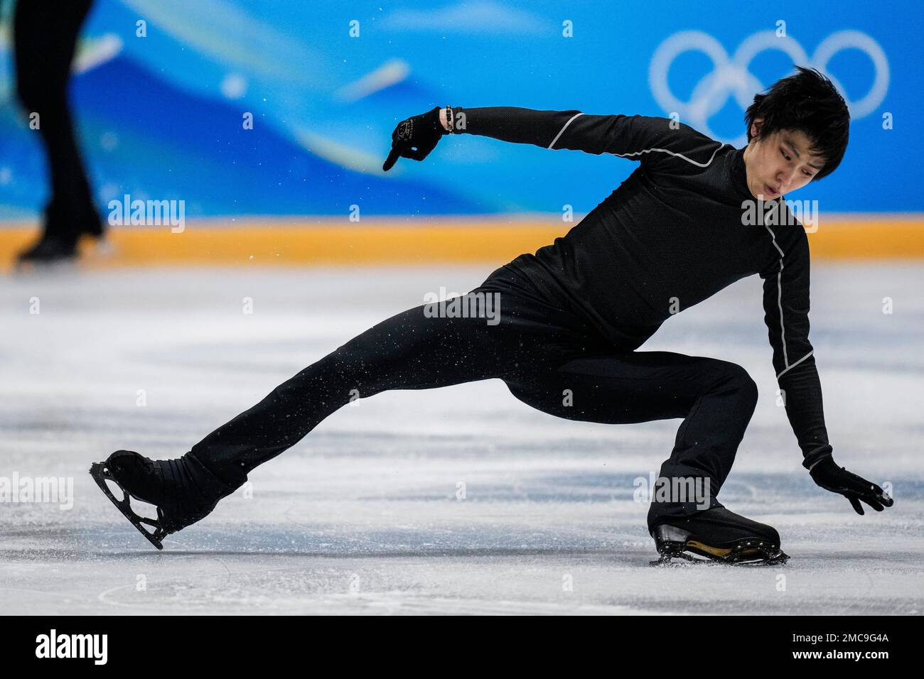Yuzuru Hanyu of Japan attends a figure skating training session at the ...