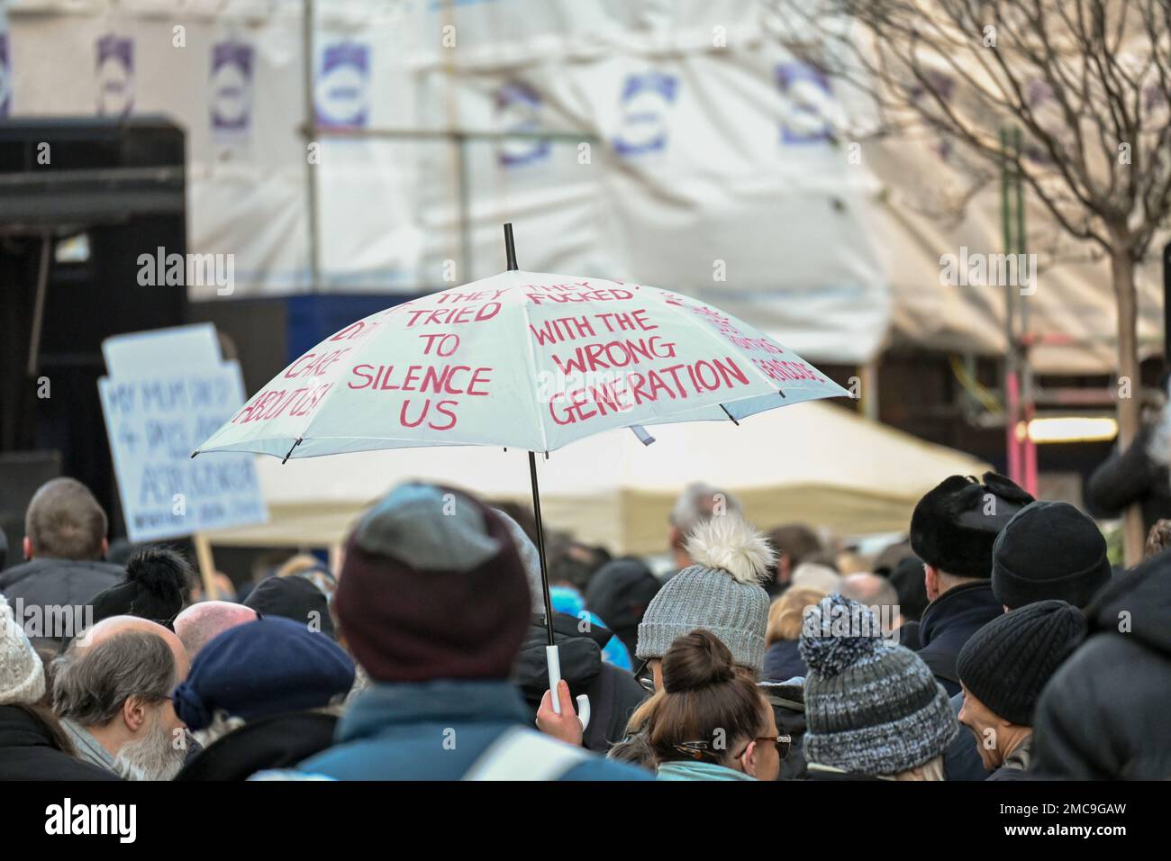 Regent street, London, UK, 21 January 2023: Trans right march through ...