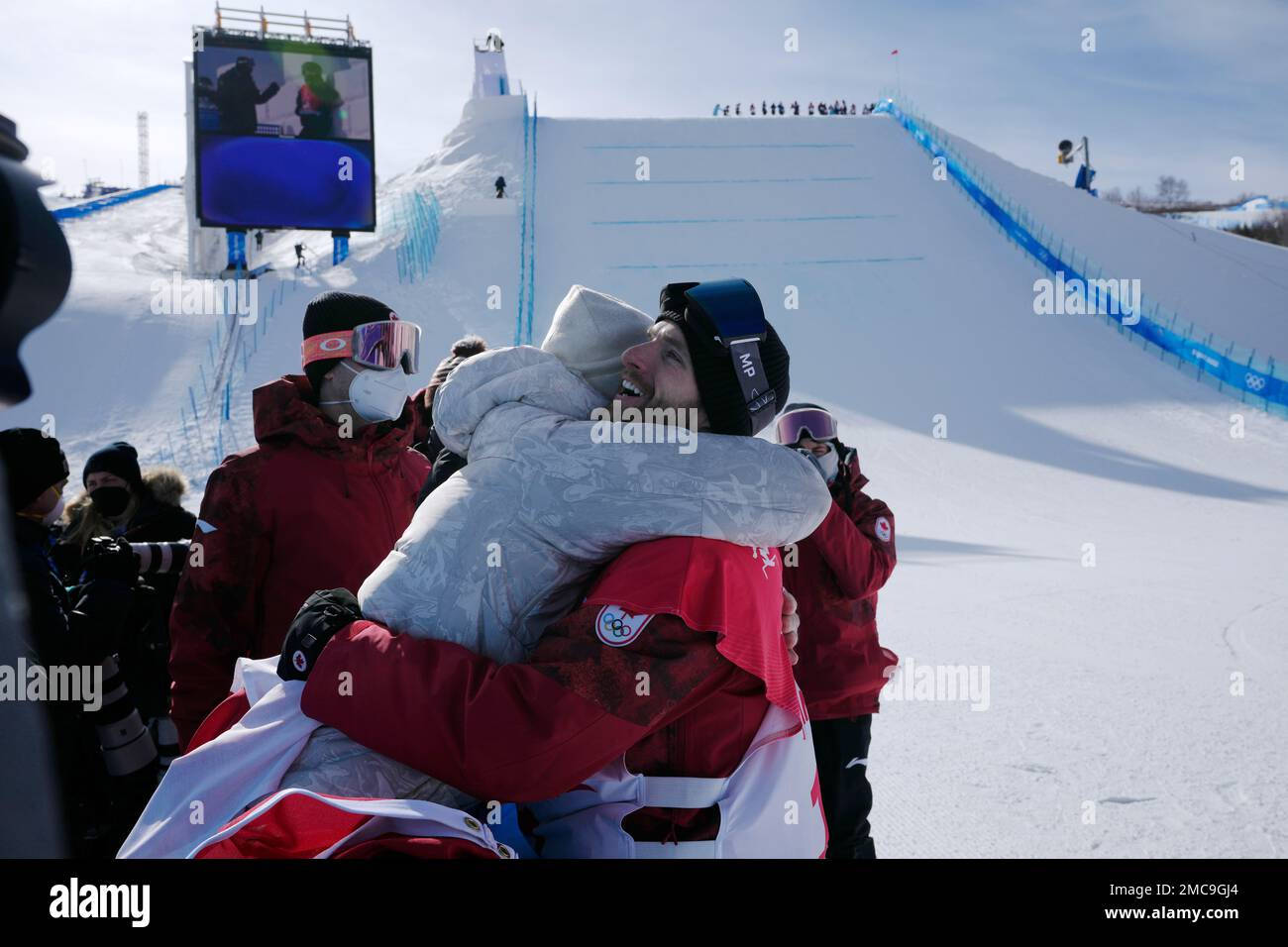 Canada's Max Parrot celebrates after winning a gold medal in the men's ...