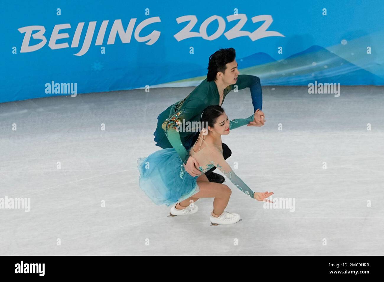 Wang Shiyue and Liu Xinyu, of China, compete in the team ice dance ...