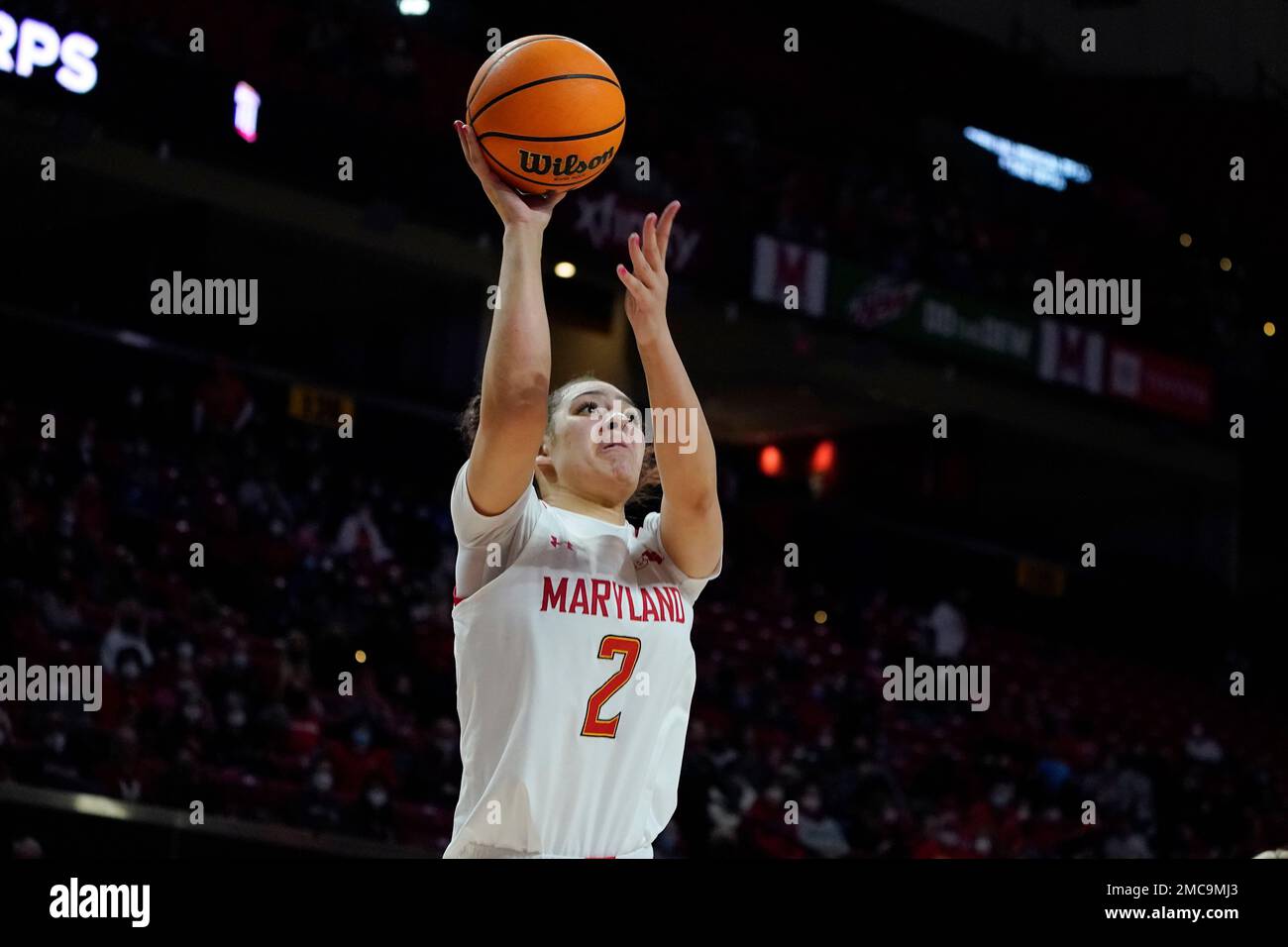 Maryland forward Mimi Collins shoots against Nebraska during the second ...