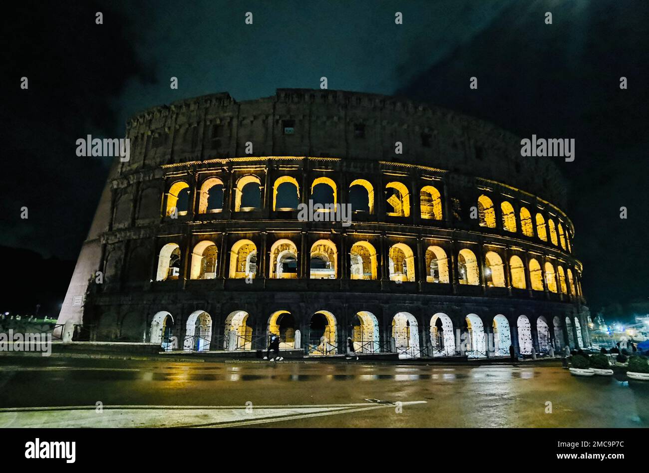 Colosseum in rome at sunset with lights hi-res stock photography and ...