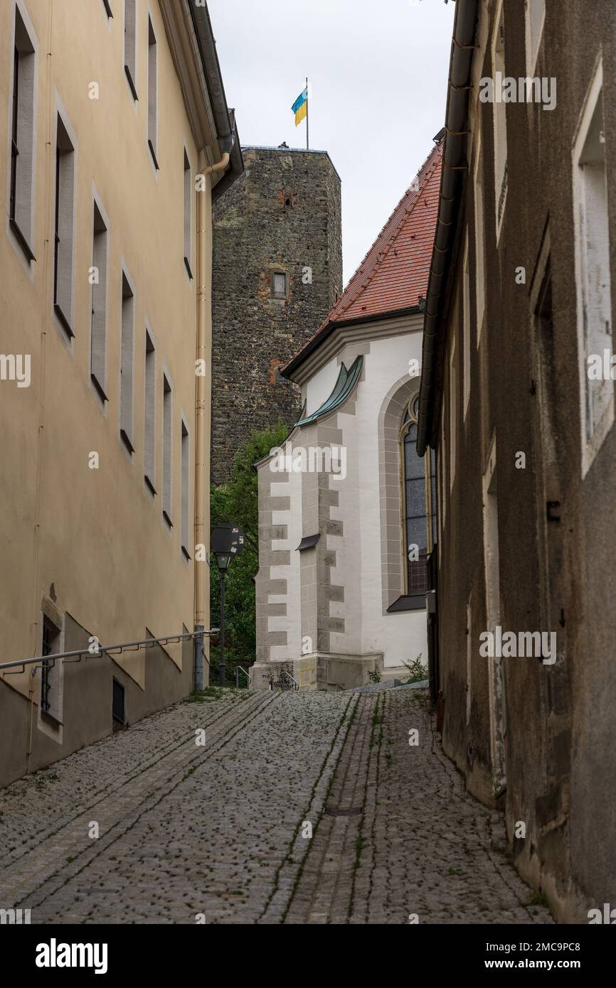 Streets of an old historical town of Stolpen. Saxony. Germany Stock ...