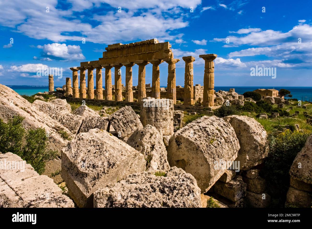 Ruins and columns of the temple of Acropoli in the archaeological site ...