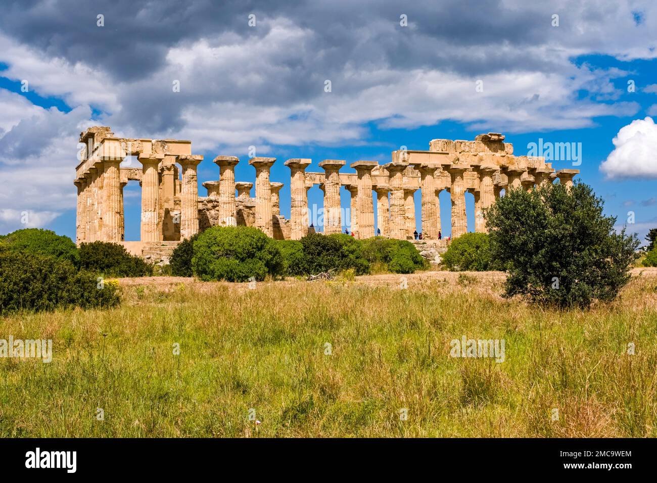 Ruins and columns of the temple of Tempio di Hera in the archaeological ...