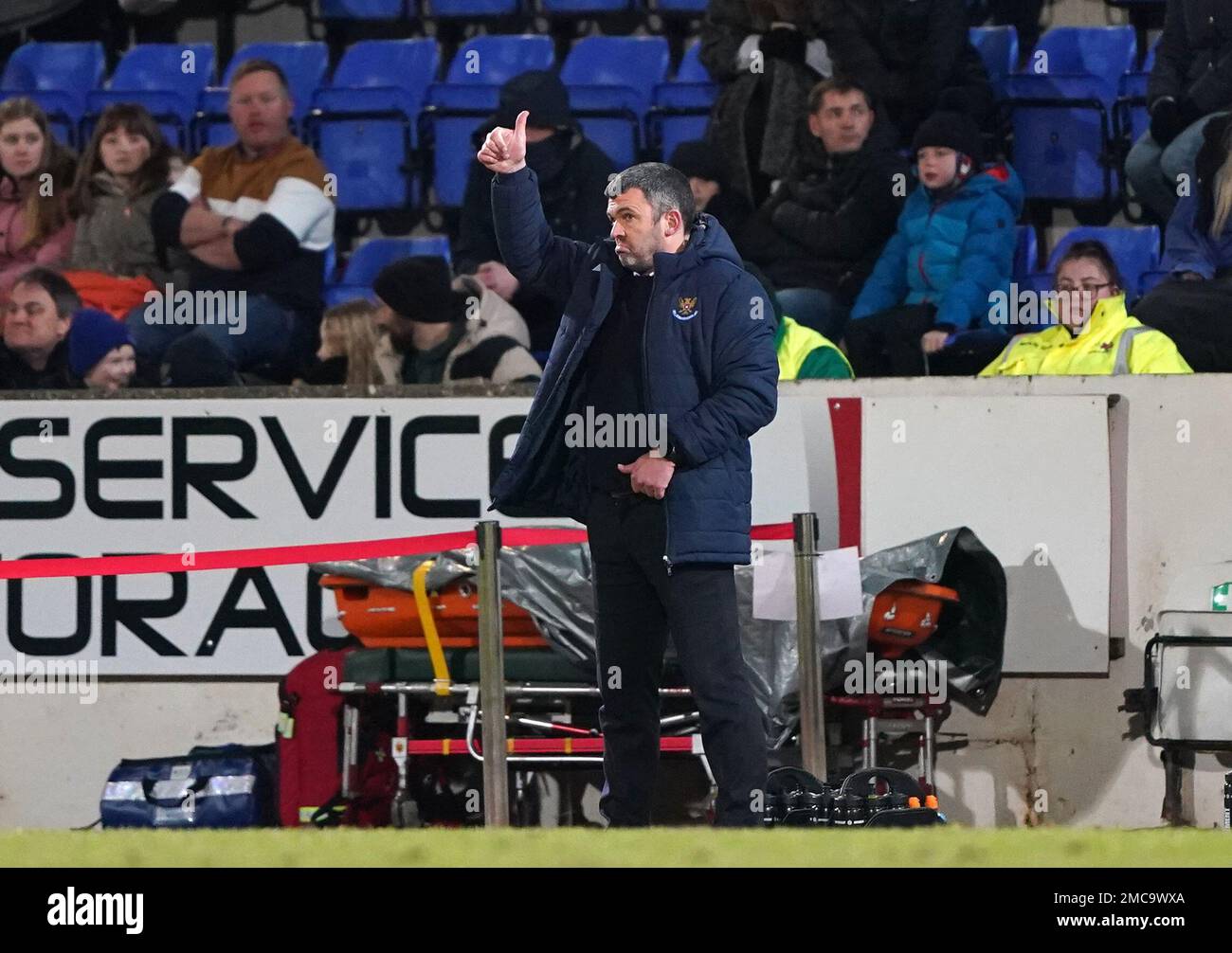 St Johnstone manager Callum Davidson gestures on the touchline during ...