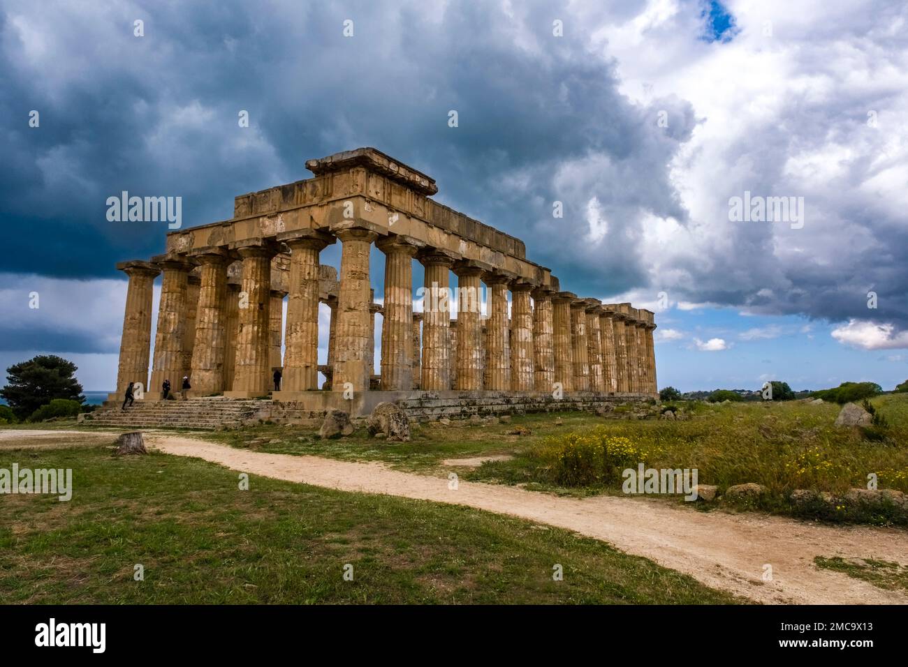 Ruins and columns of the temple of Tempio di Hera in the archaeological ...