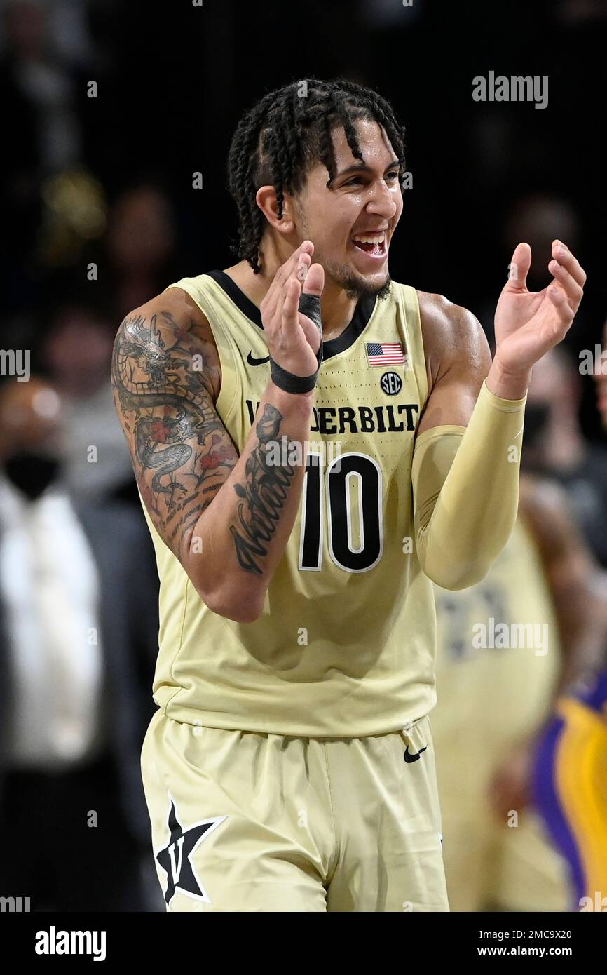 Vanderbilt forward Myles Stute (10) celebrates after Vanderbilt ...