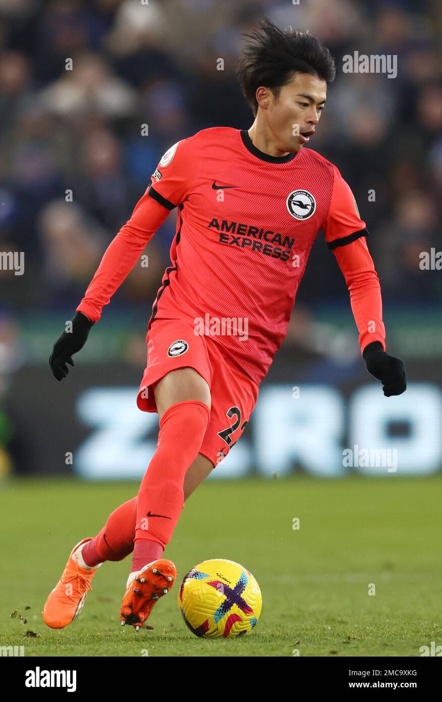 Leicester, England, 21st January 2023. Kaoru Mitoma of Brighton during ...