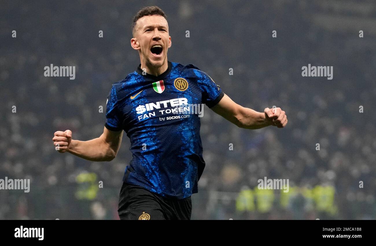 Inter Milan's Ivan Perisic celebrates after scoring his side's opening ...