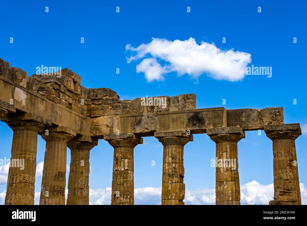 Ruins and columns of the temple of Tempio di Hera in the archaeological ...