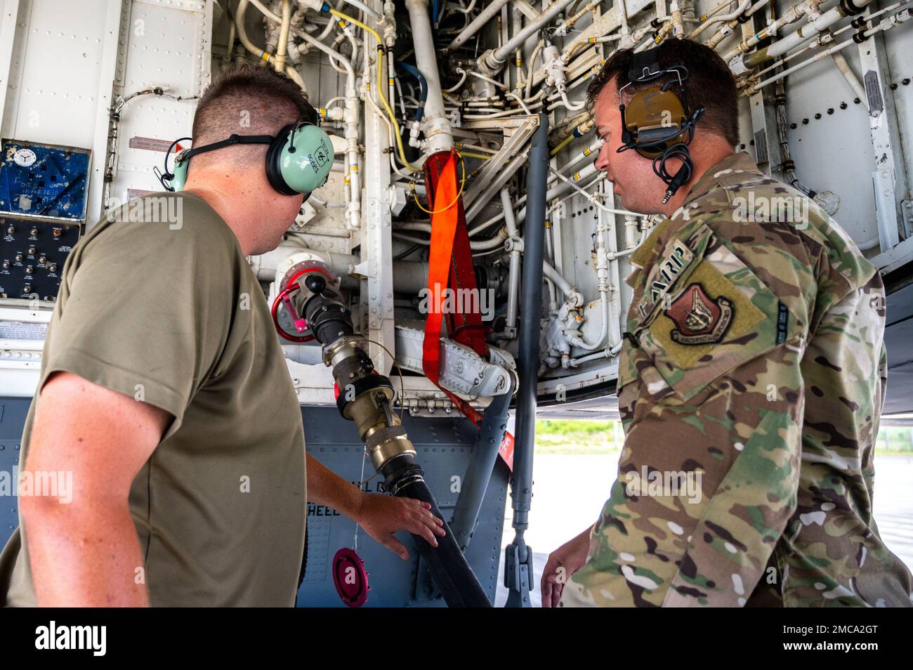 U.S. Airmen assigned to the 909th Aircraft Maintenance Unit and 18th ...