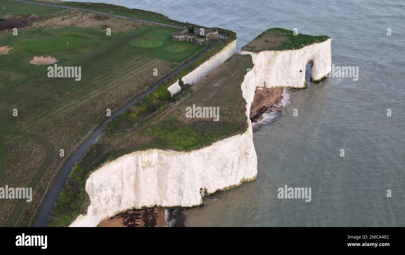 An aerial view of the Kingsgate Bay in Broadstairs, United Kingdom ...
