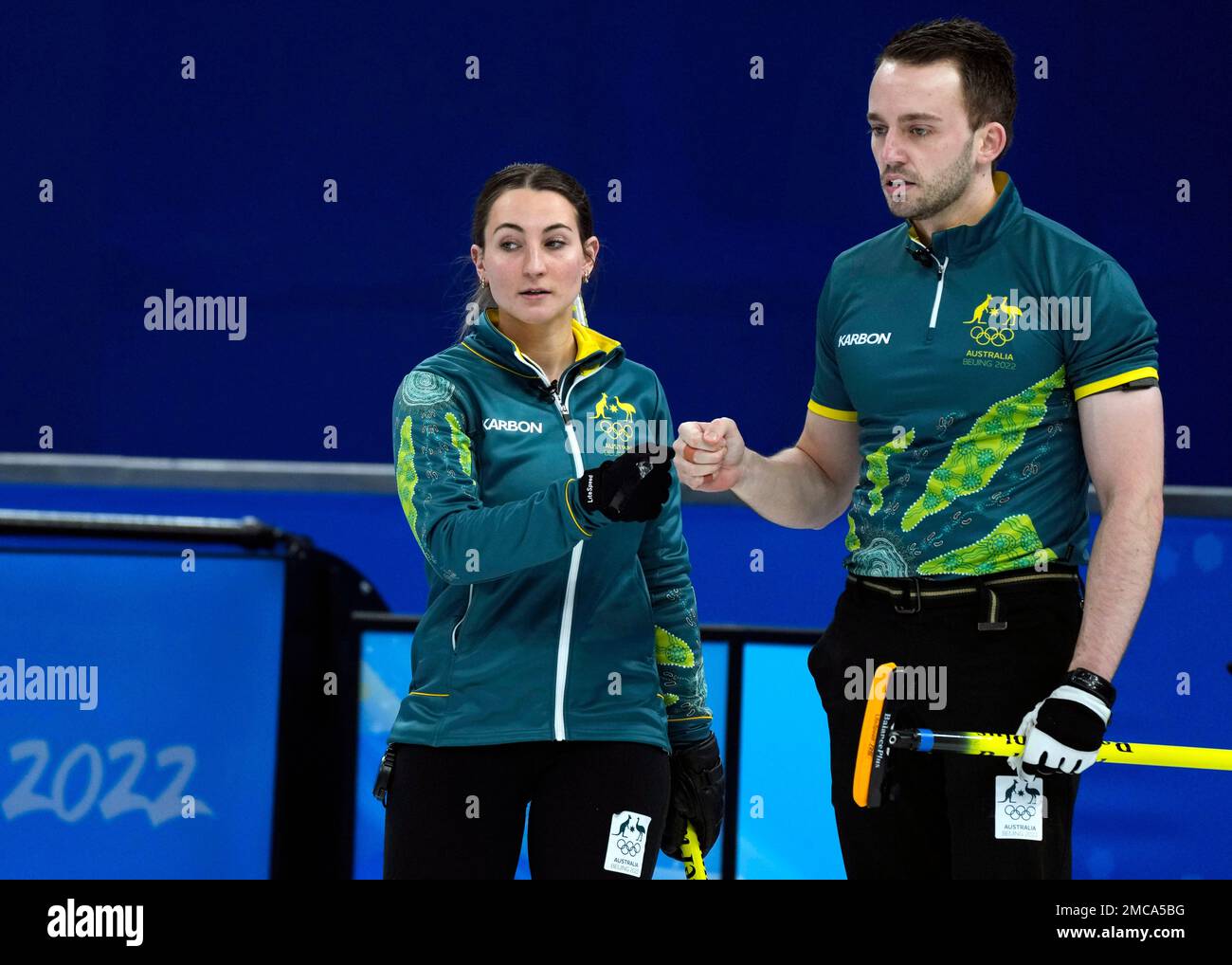 Australia's Tahli Gill, and Dean Hewitt, compete, during the mixed ...